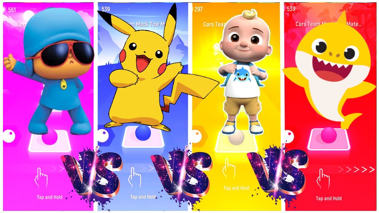 Pocoyo Vs Pikachu Vs CocomelonVs Baby Shark | Coffin Dance| Tiles Hop ...