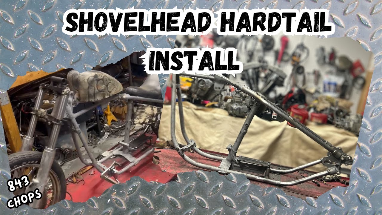 Installing a Shovelhead hardtail kit from Throttle addiction - YouTube