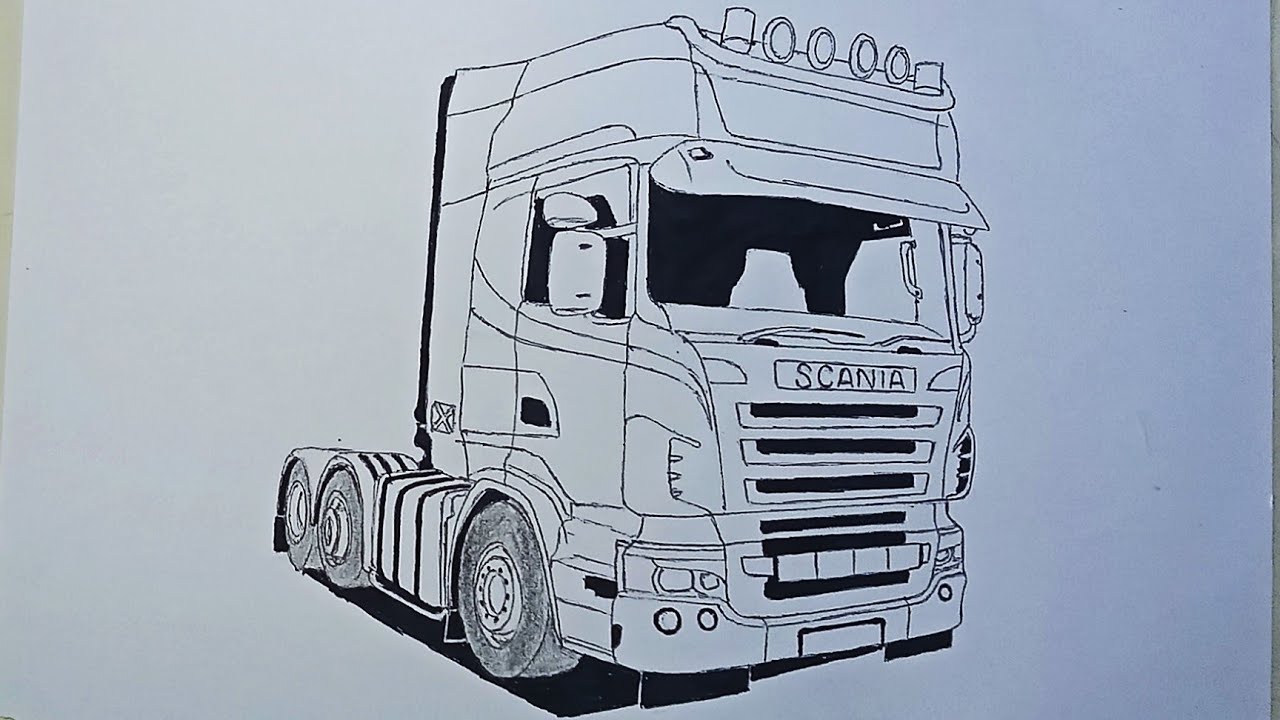 Menggambar Truk Scania - How To draw a Scania Truck - YouTube