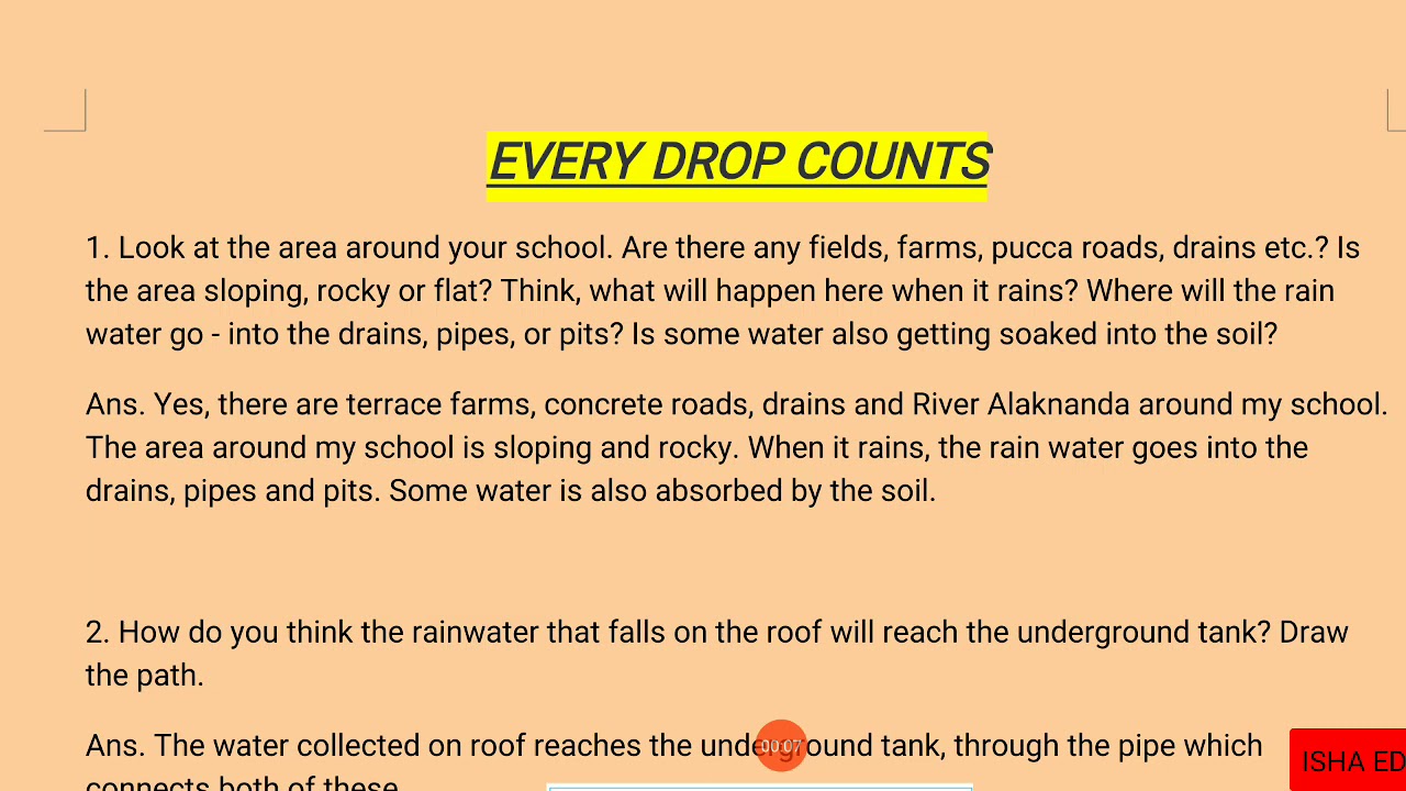 Every drop counts excercise part 1 Class-V - YouTube