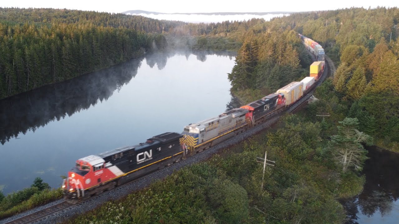 Awesome Aerial View! Long & Fast Stack Train CN 120 w/DPU Passing ...