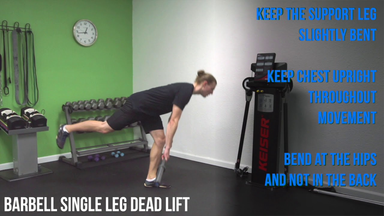 Single Leg Deadlift With Barbell On Bench