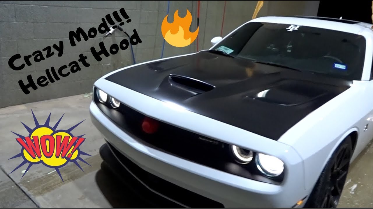 I installed a Hellcat Hood on My Scatpack Challenger !!! - YouTube