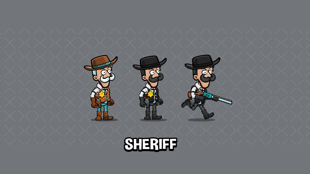 Sheriff animated cartoon game sprite - YouTube