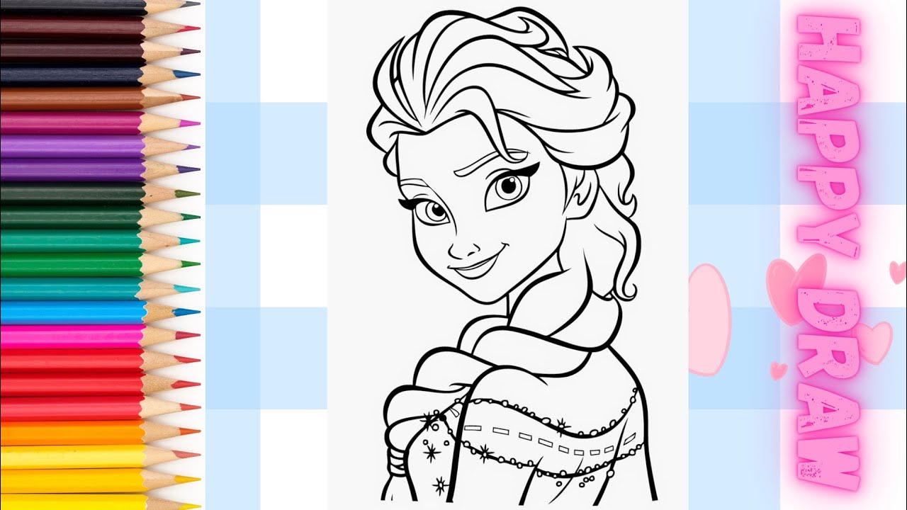 Elsa frozen 2 easy drawing for kids and toddlers - YouTube