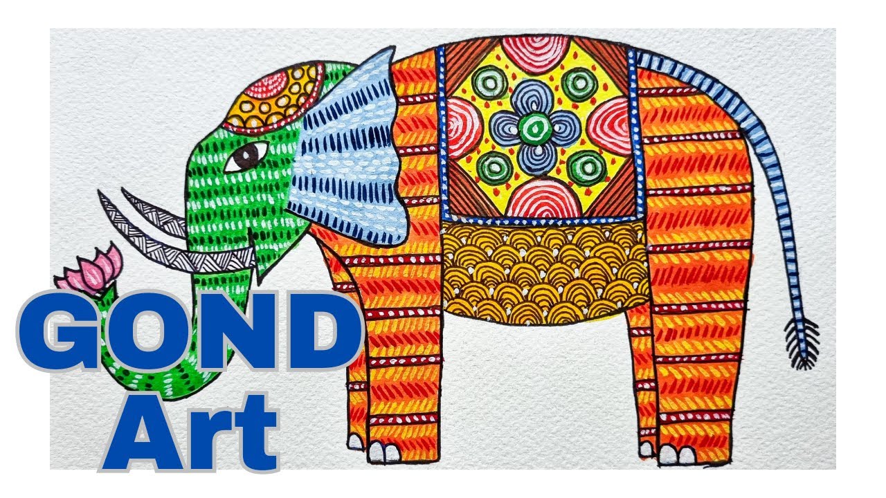 How to draw an Elephant? | GOND Art | Drawing Tutorial Video | Step by ...