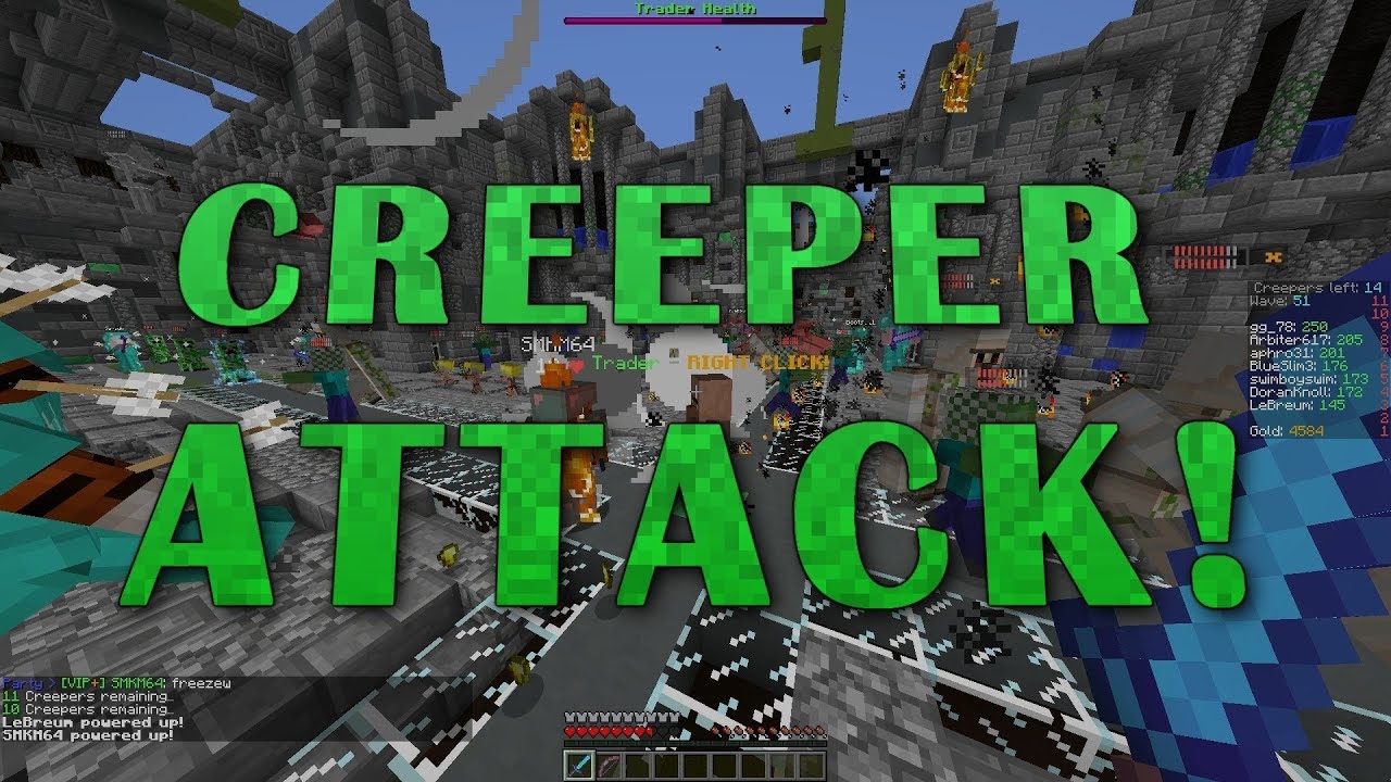 MINECRAFT CREPPER ATTACK #1 | HYPIXEL SERVER + IP - YouTube