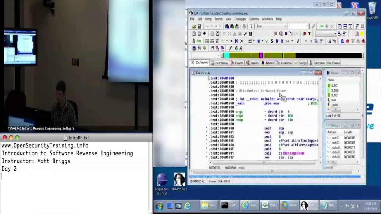 OpenSecurityTraining: Introduction To Reverse Engineering Software (day 2, part 2) - YouTube