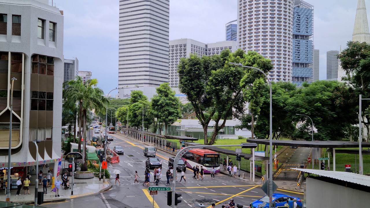 (8K) Coleman Street from funan computer mall Singapore - YouTube