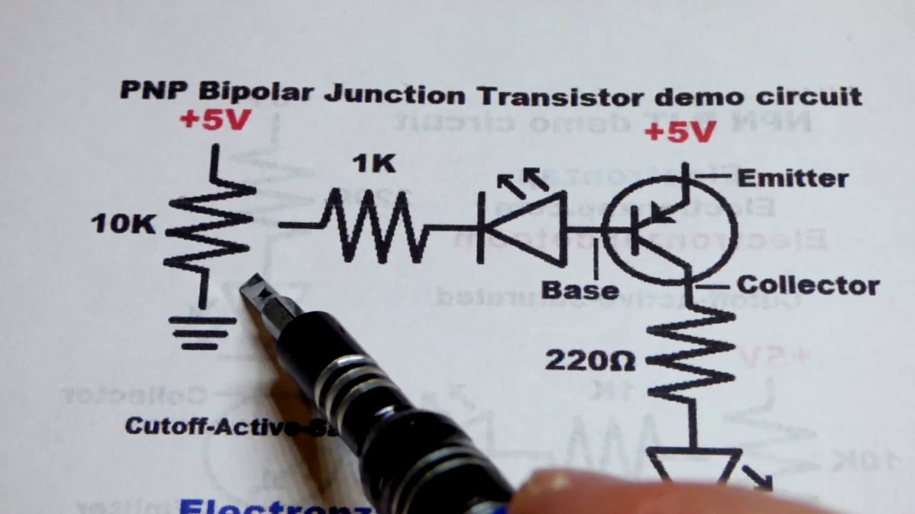 PNP 2N3906 Bipolar Junction Transistor BJT demonstration electronics ...