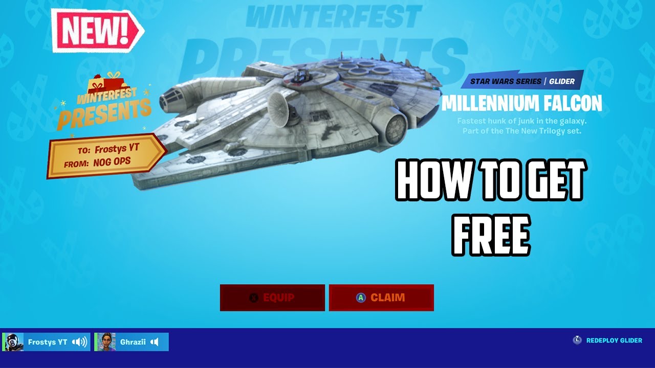 CLAIM FREE MILLENNIUM FALCON! (Fortnite Winterfest) - YouTube