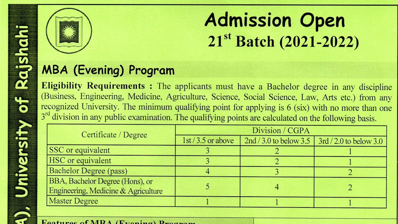 Evening MBA Program | Admission Circular 2021-22 | IBA RU - YouTube