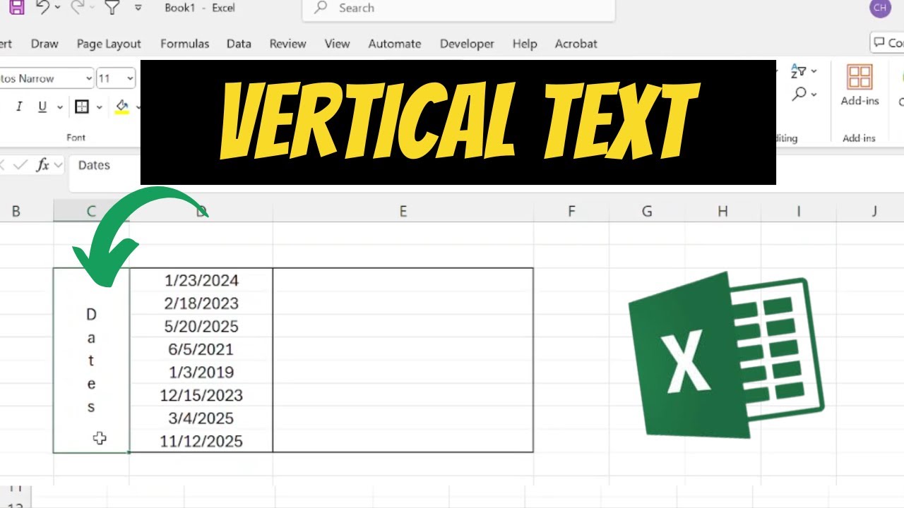 How To Write Text Vertically In Excel - YouTube