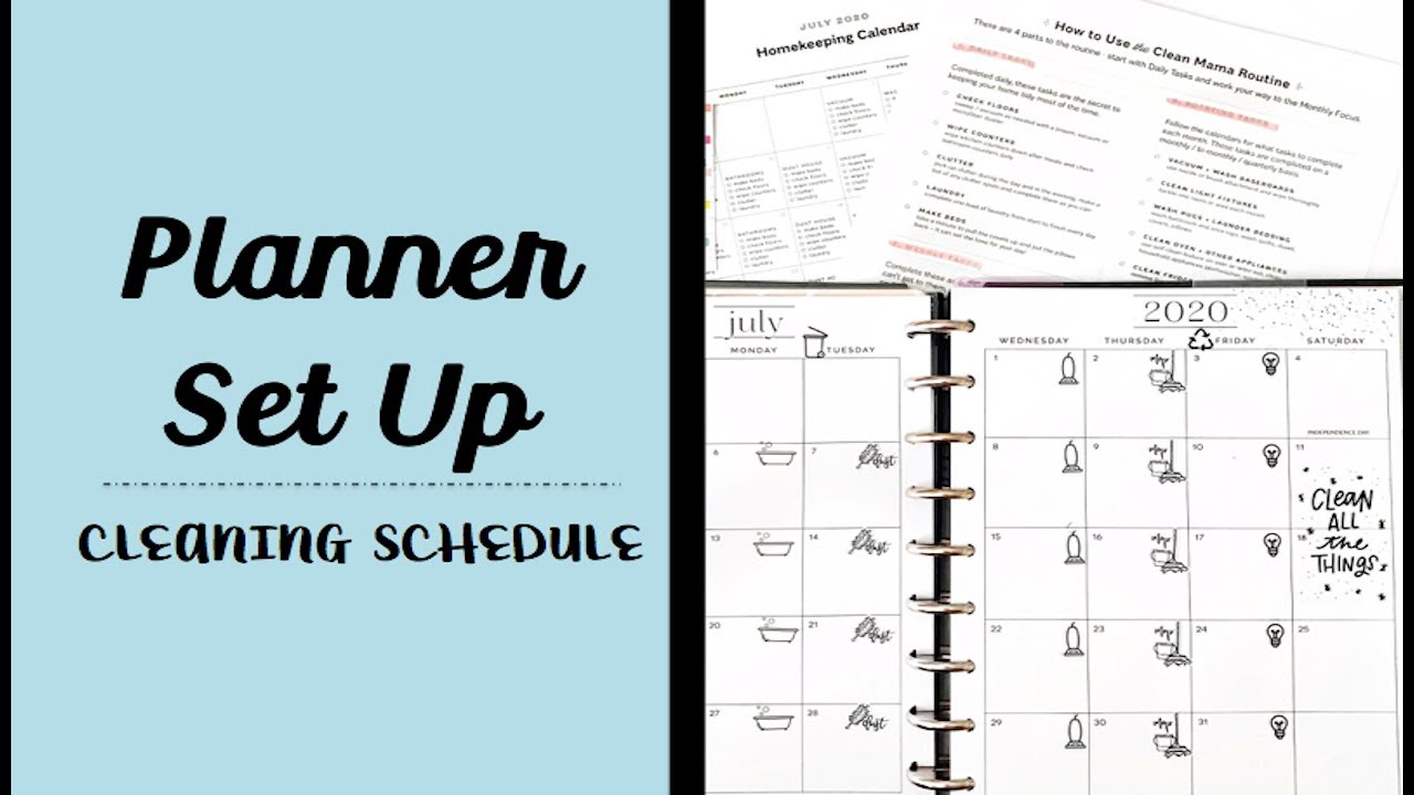 PLANNER SET UP || July Monthly || Cleaning Schedule - YouTube