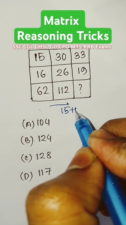 Matrix || Number Analogy Reasoning Tricks For SSC CGL CHSL GD CPO MTS RRB Exams || #new #shorts ...
