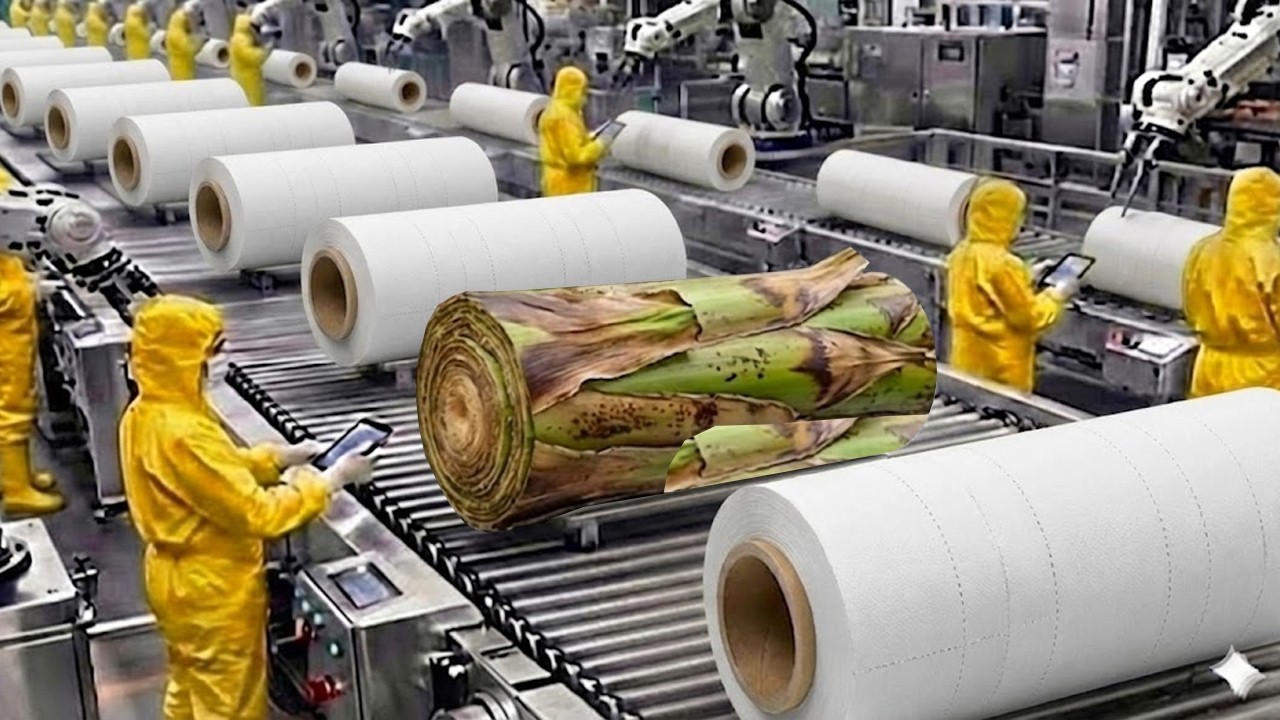 Inside The Largest Modern Banana Stem Factory & Toilet Paper Production ...