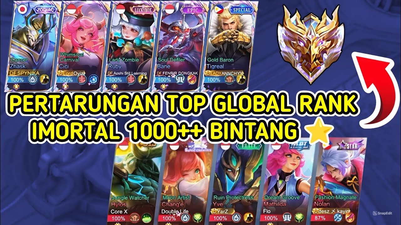 PERTARUNGAN TOP GLOBAL RANK IMMORTAL SERIBU++ BINTANG | PENJOKI VS ...