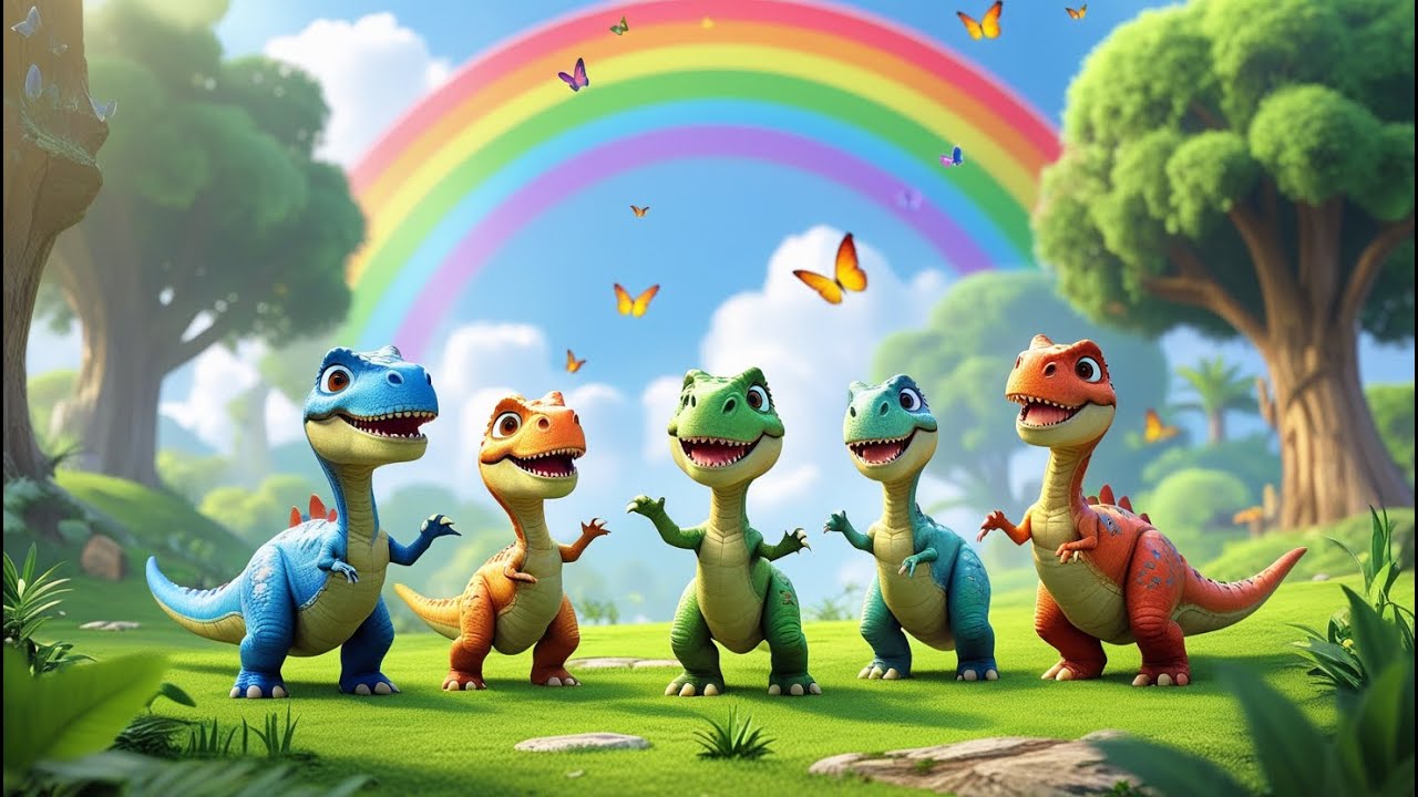 Five Little Dinosaurs Learn Colors kids song 🦕🌈!! #kidssongs #kidsvideo ...