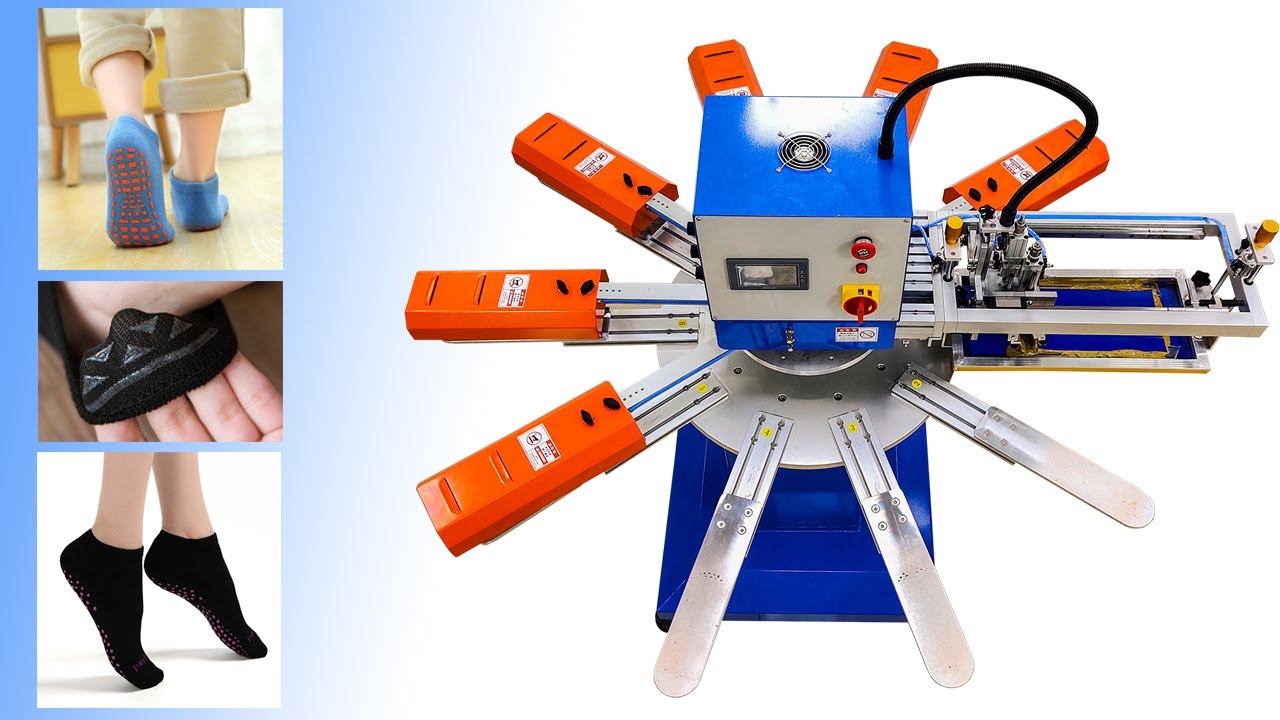Socks Screen Printing Machine from China（for anti-slip socks） - YouTube