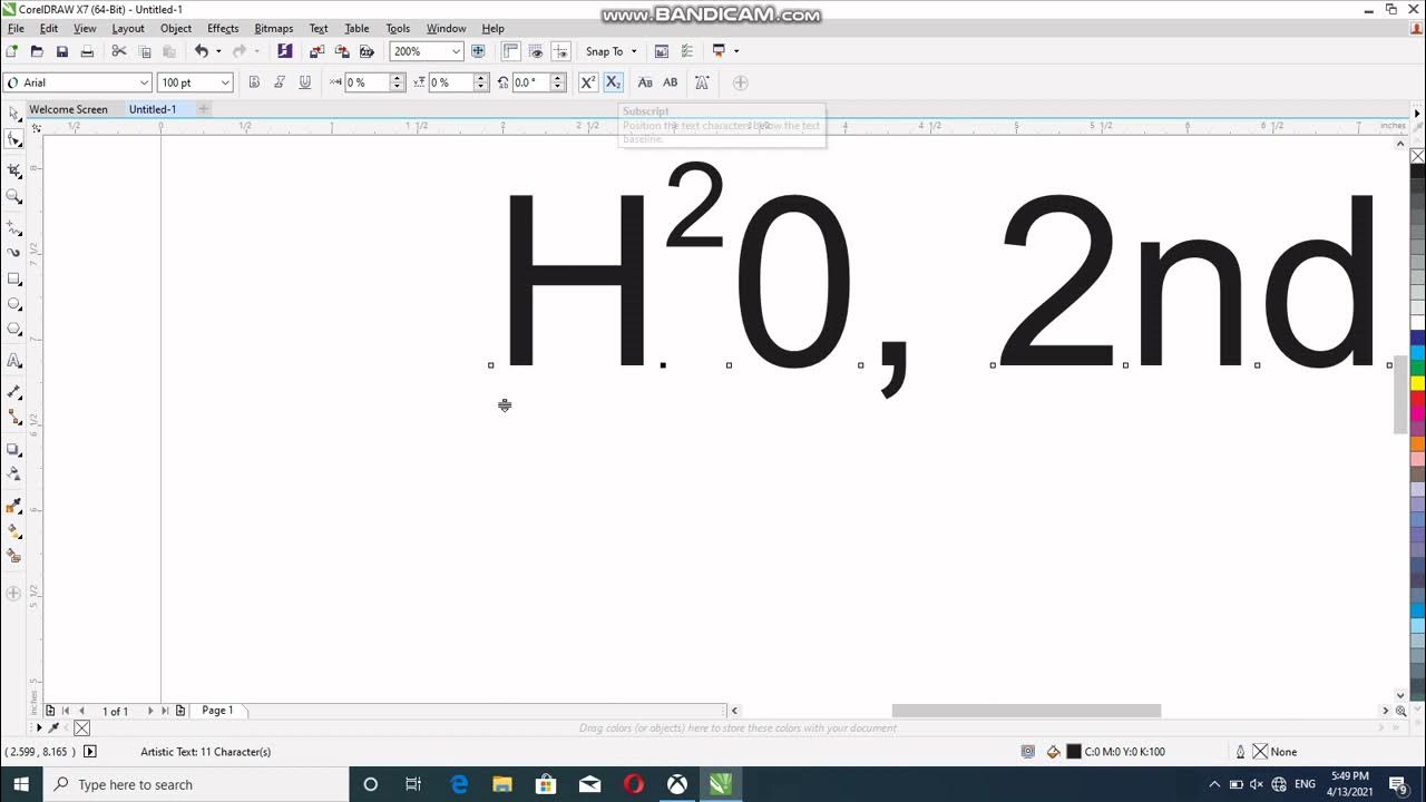 How to use subscript and superscript Corel Draw - YouTube