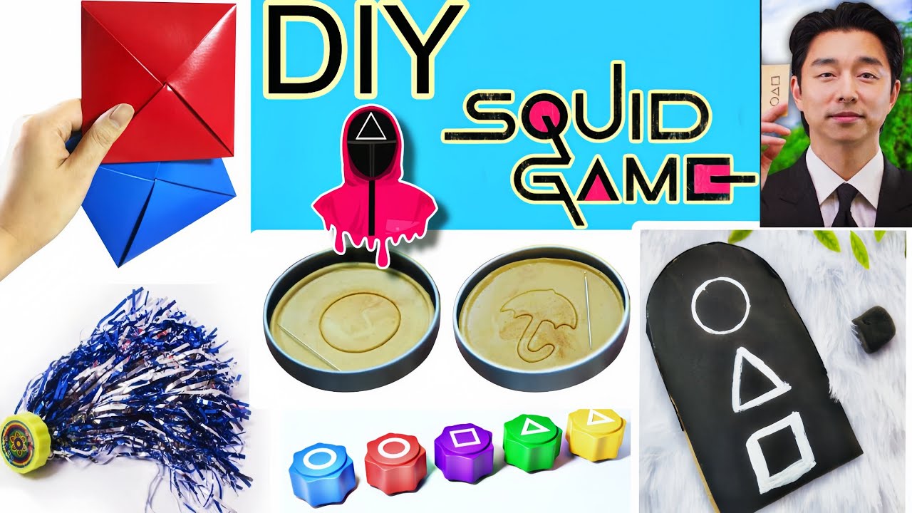 DIY ALL GAMES OF SQUIDGAME | How to make paper ddakji , flying stone ...