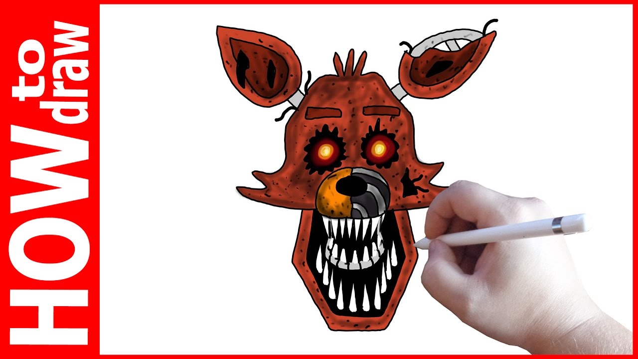How to draw Nightmare Foxy, FNAF, Как нарисовать Кошмарного Фокси - YouTube