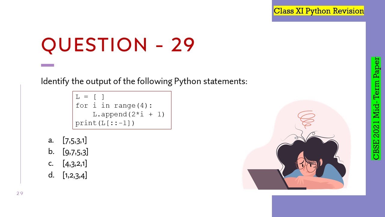 Question - 29 | Class 12th CBSE 2021 Computer Science Mid-Term Paper | Lists in Python - YouTube