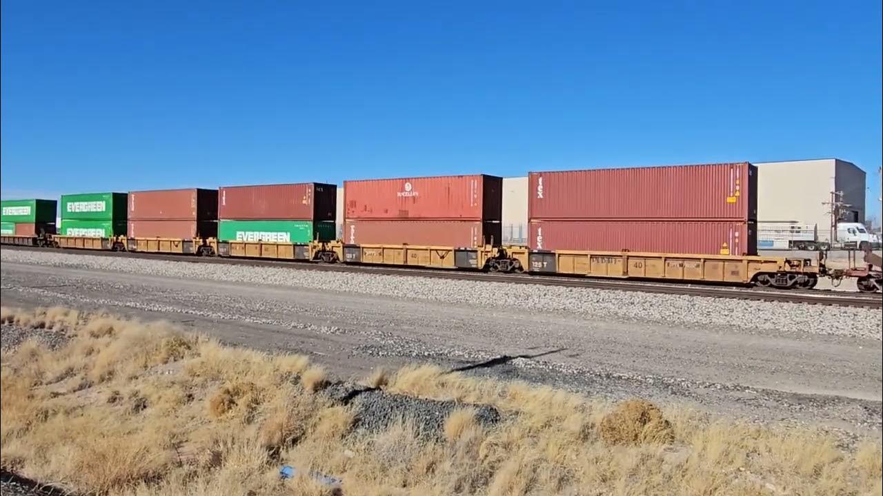 Union Pacific eastbound monster intermodal train with two mid-train DPU'S in Santa Teresa NM ...