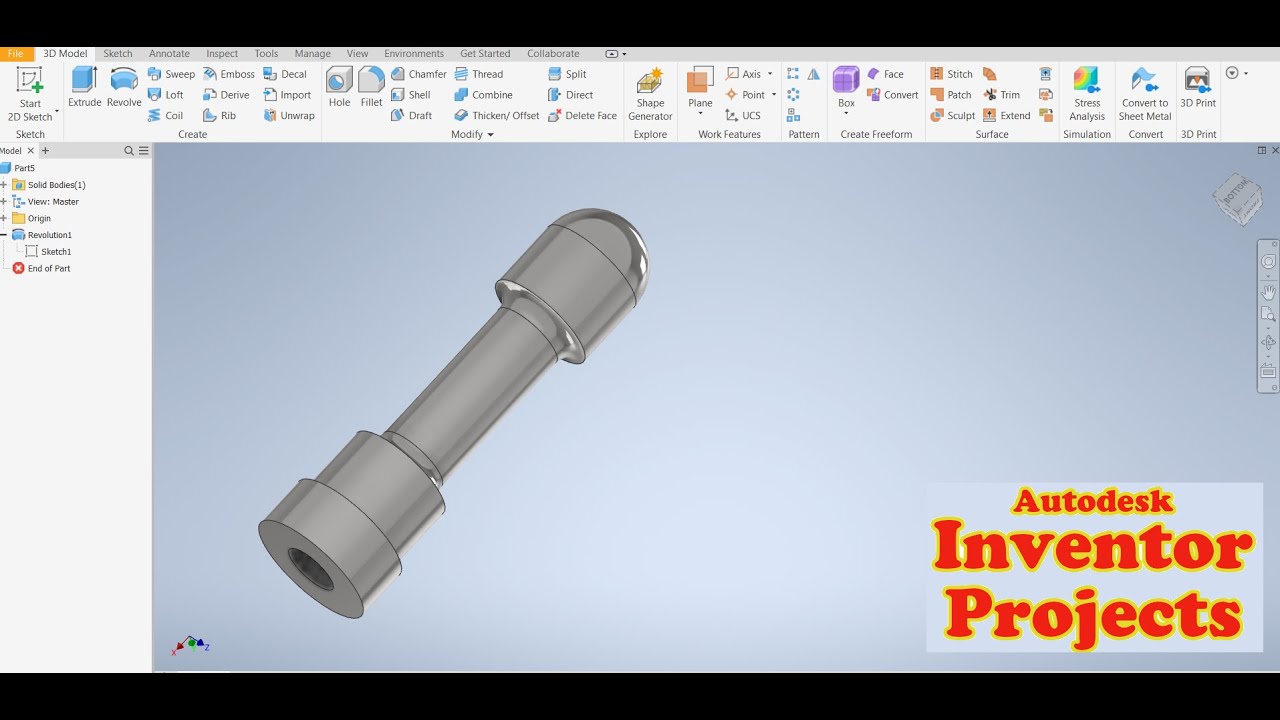 Autodesk Inventor Tutorial Model 7 - YouTube