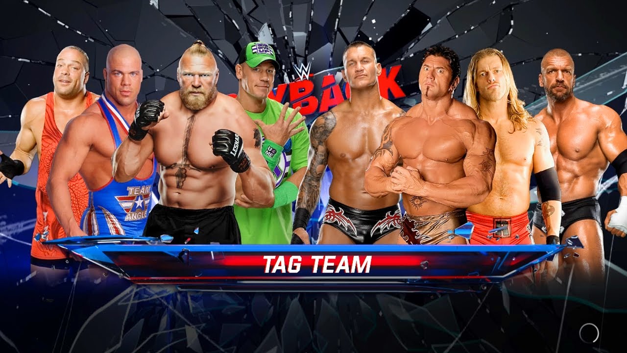 Brock Lesnar Kurt Angle John Cena & Rob Van Dam vs. Batista Randy Orton ...
