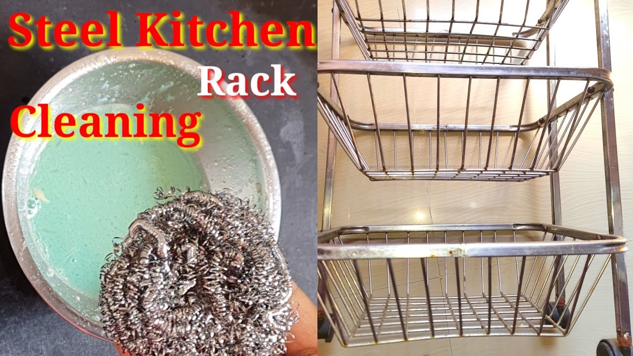 How To Clean Steel Kitchen Rack -Cabinets || Kitchen Tips - YouTube