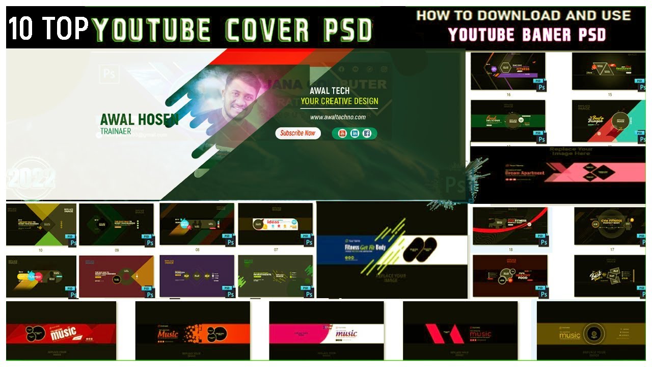 10+ Free YouTube Channel Art Templates || YouTube channel art psd ...