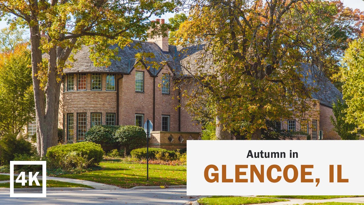 [4K] 🇺🇲🍁 Autumn in Glencoe, IL. Relaxing Walk. Part 2. Streets, Glencoe ...