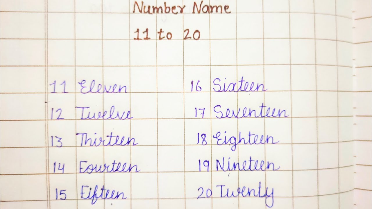number name 11 to 20 || number name writing || number name - YouTube
