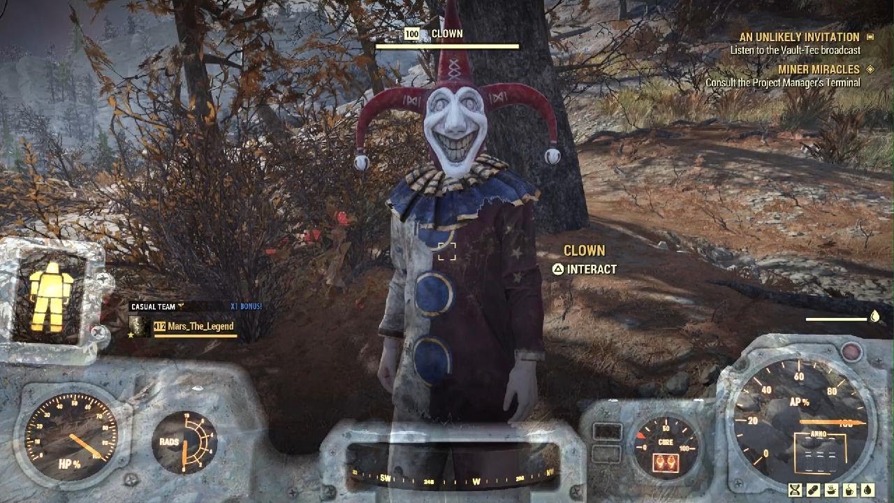 A Wandering Clown Is A Dead Clown In Fallout 76 - YouTube