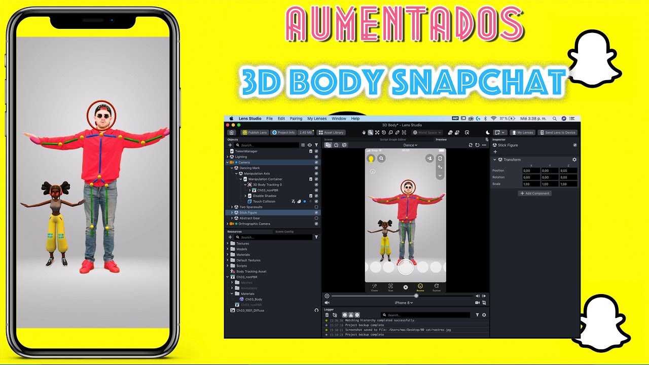 Tutorial Snapchat 3d body, Body tracking. Rastreo de cuerpo con mixamo ...