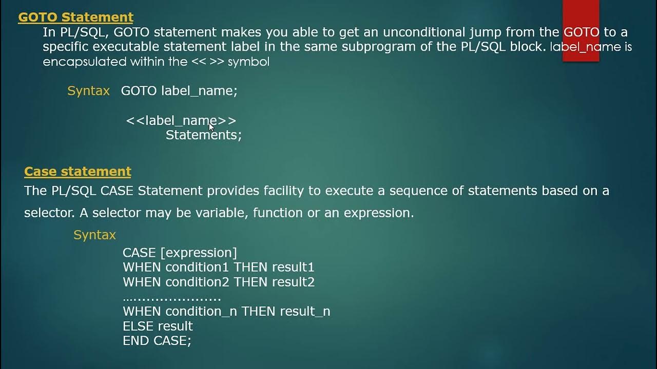 Control statements in PL/SQL - IF statement - YouTube