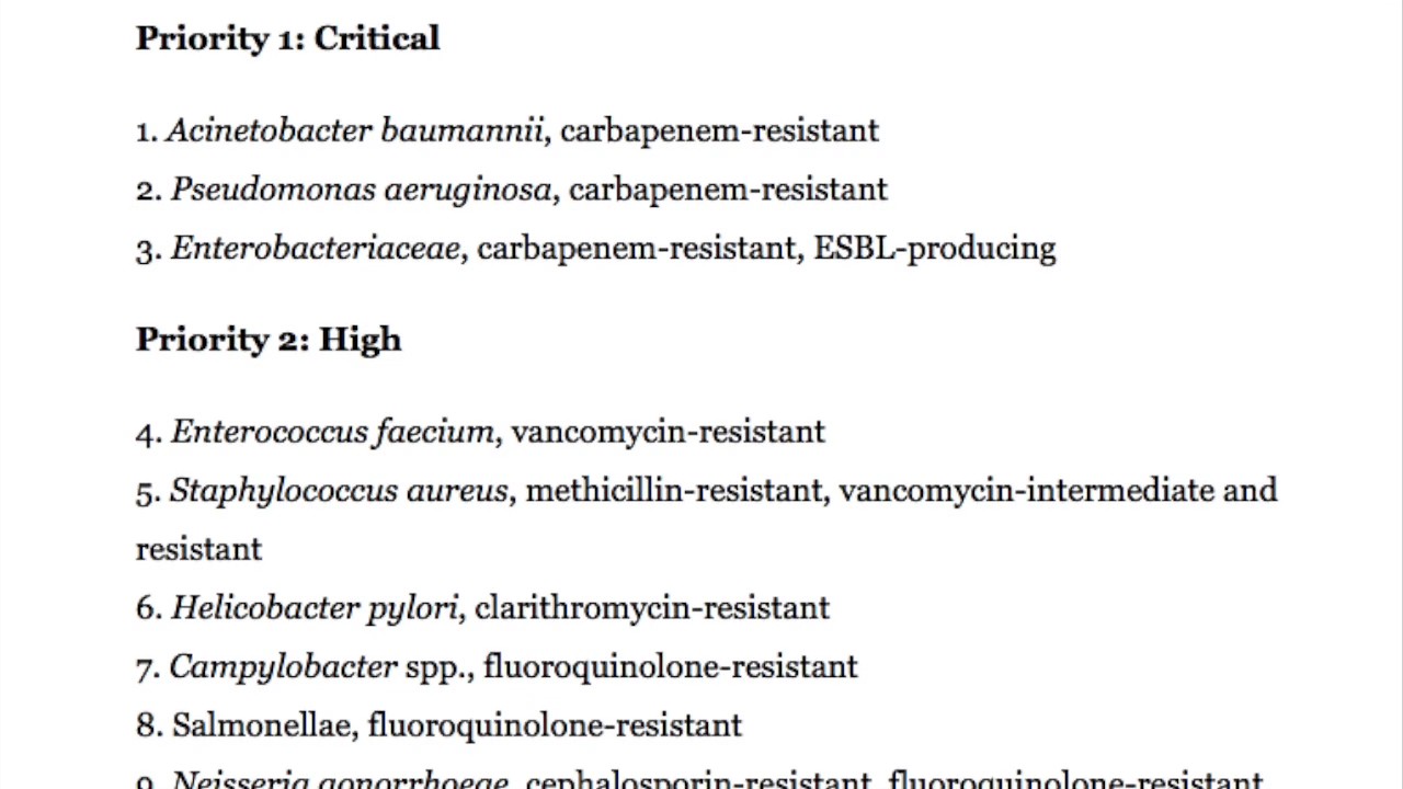 WHO's First-Ever List Of The 12 Most Dangerous 'Superbugs' - YouTube