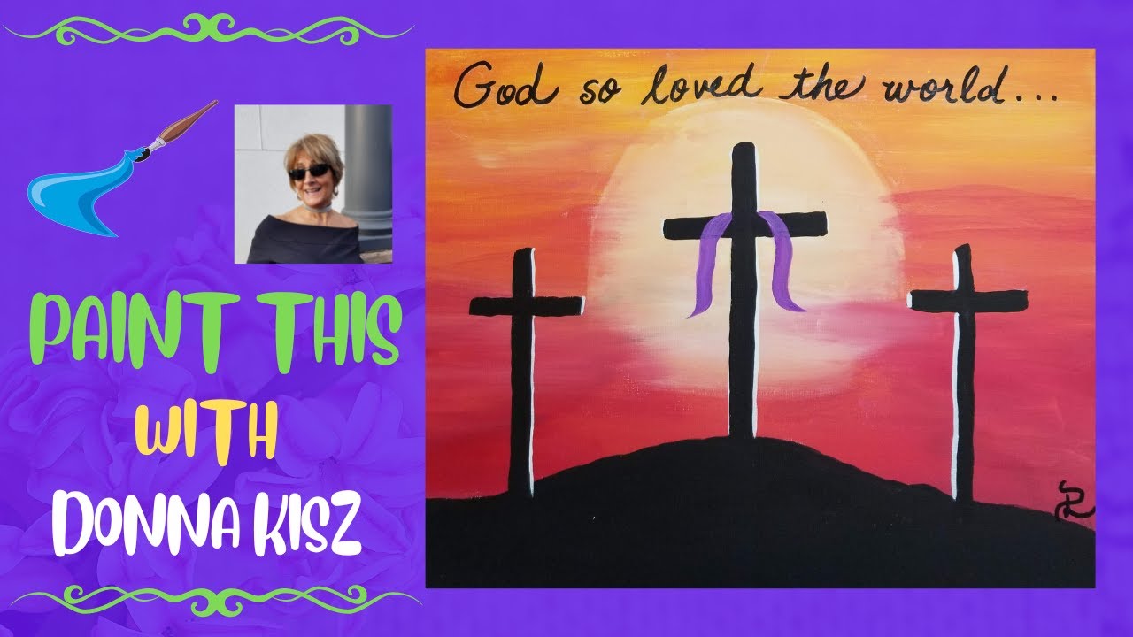 How to Paint the 3 Crosses for Easter - SUPER EASY ACRYLIC! - YouTube