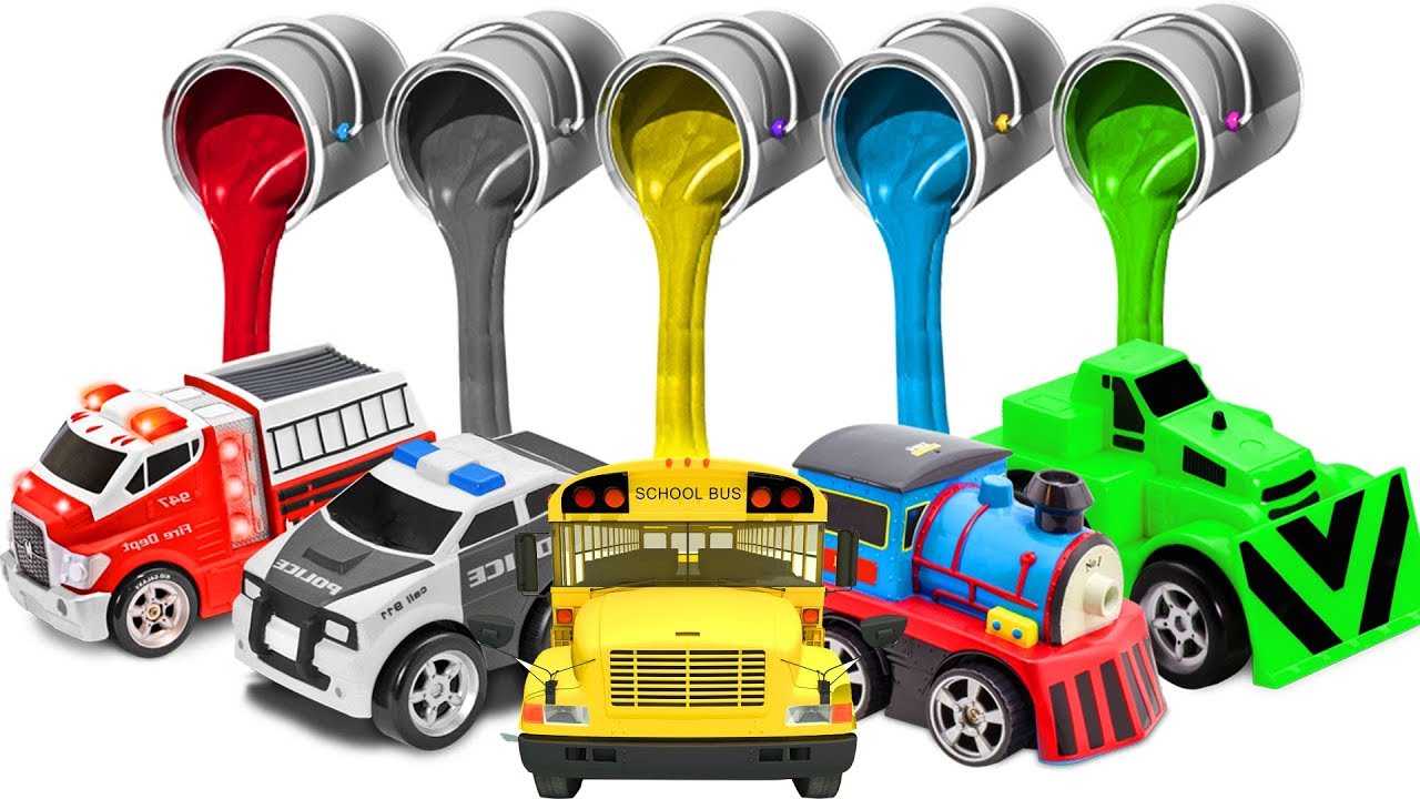 Learn Colors With Street Vehicles For Kids Children | Colors Bucket ...
