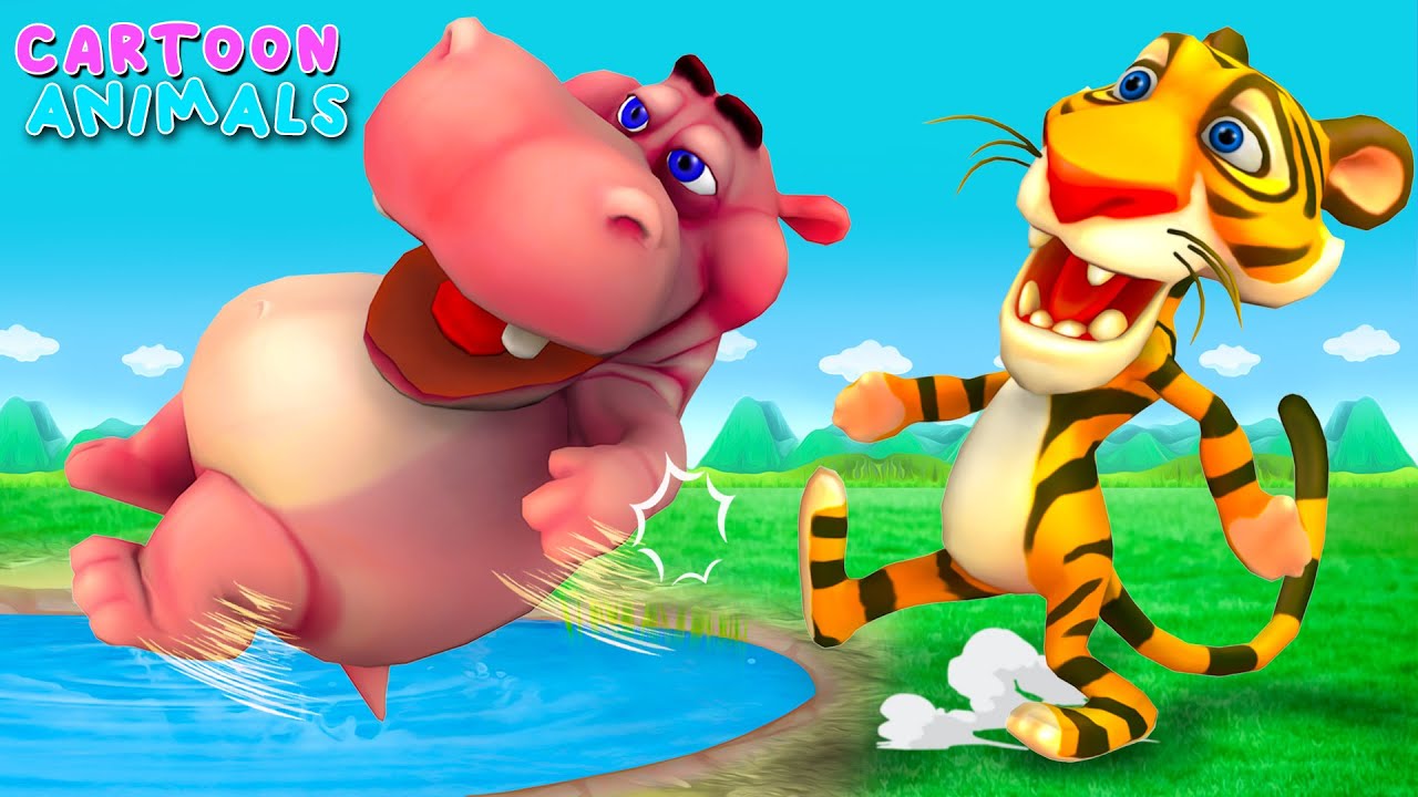 Hippo and Tiger | The Scary Hippopotamus & Tiger | Funny Animal Stories ...