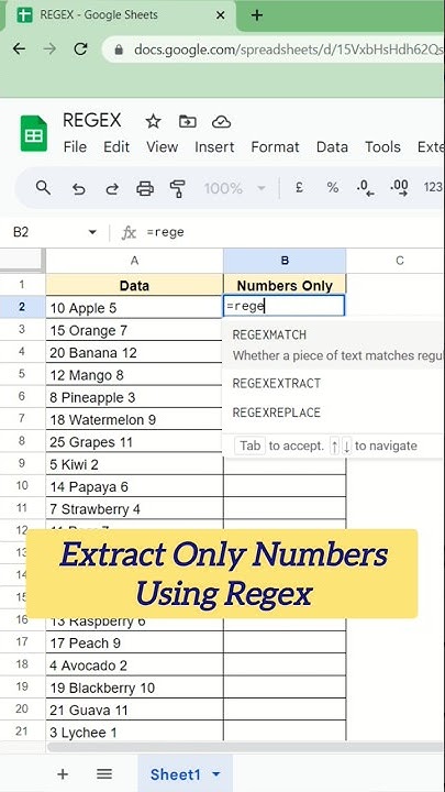 Extract Only Numbers in Google Sheets #excel #googlesheets #exceltutorial #msexcel - YouTube