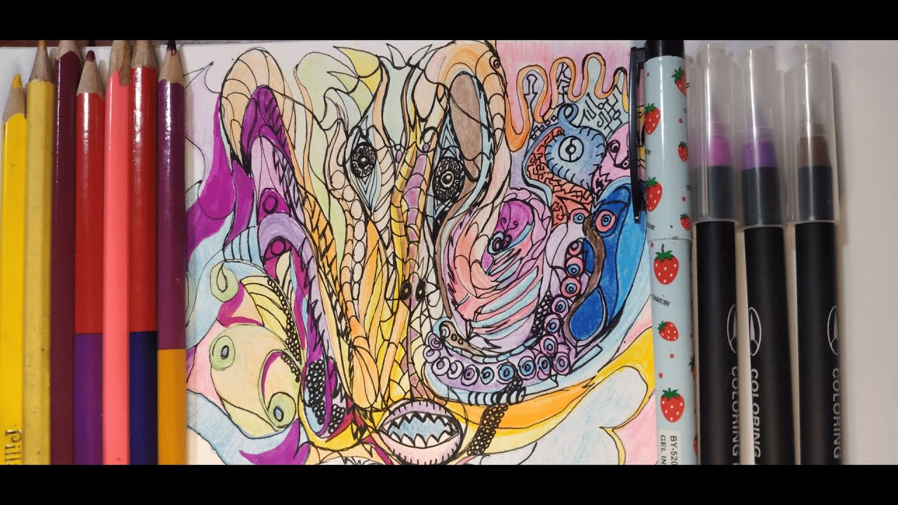 Amazing Mosaic Mysterious and bright drawing with colored pencils ...