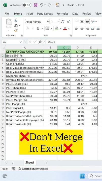 Don't merge in Excel! Instead use Centre Across Selection #excel - YouTube