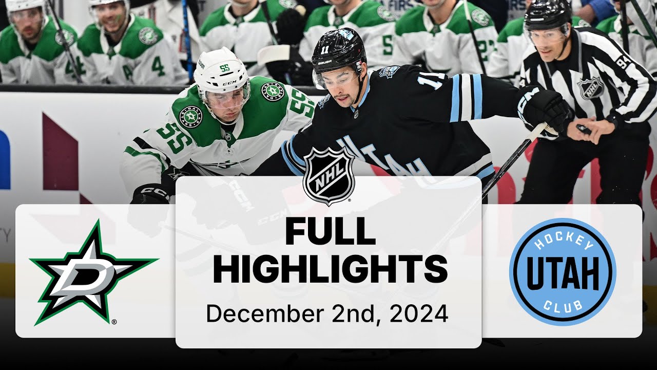 NHL Highlights | Stars vs. Utah Hockey Club | December 02, 2024 - YouTube