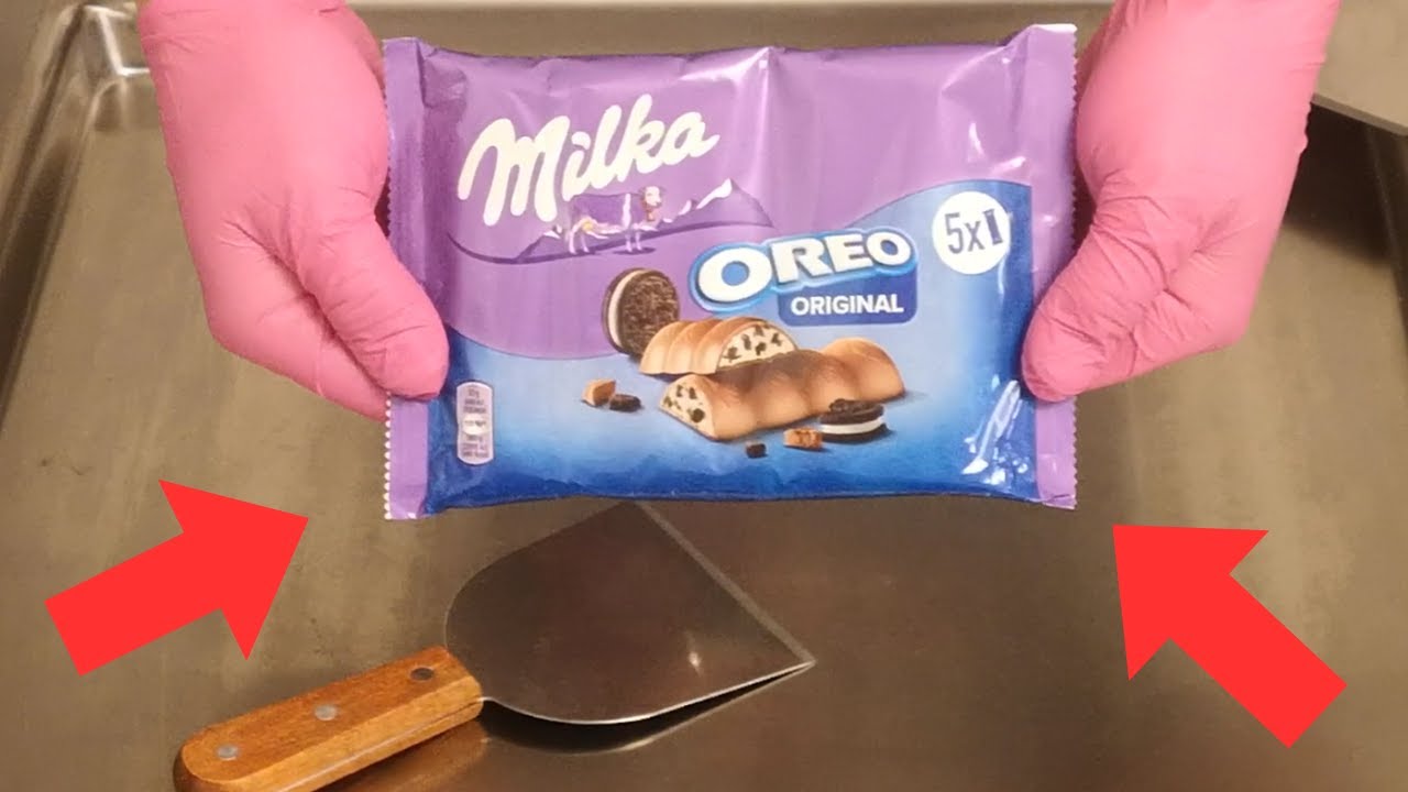 ASMR - Milka Oreo Original - Freaky Ice Cream Rolls -30°C , delicious ...