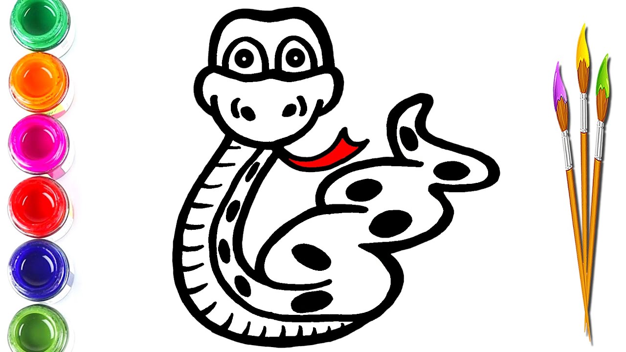 Snake Drawing, Painting, Coloring for Kids & Toddlers | Kids Art | How ...