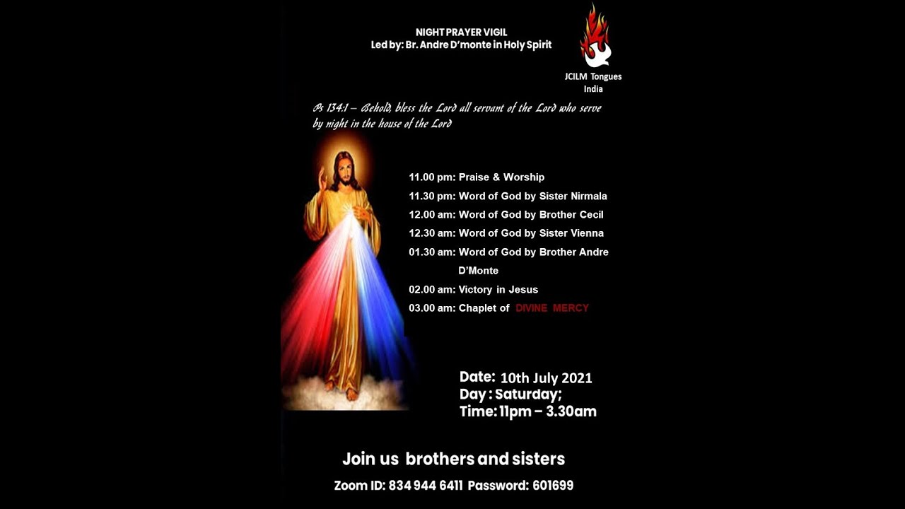JCILM Tongues India: Night Vigil on 10th July 2021 - YouTube