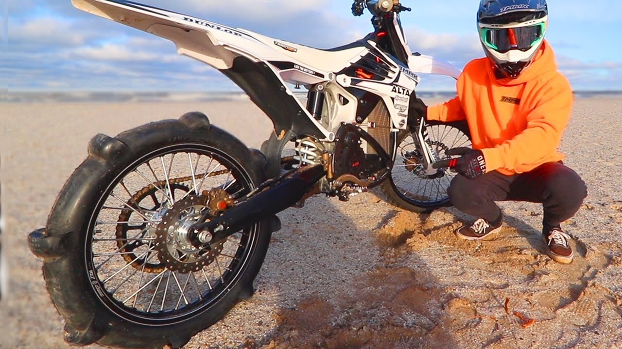 E-BIKE With Sand Paddle Tire is INSANE!!! TOO MUCH POWER - YouTube