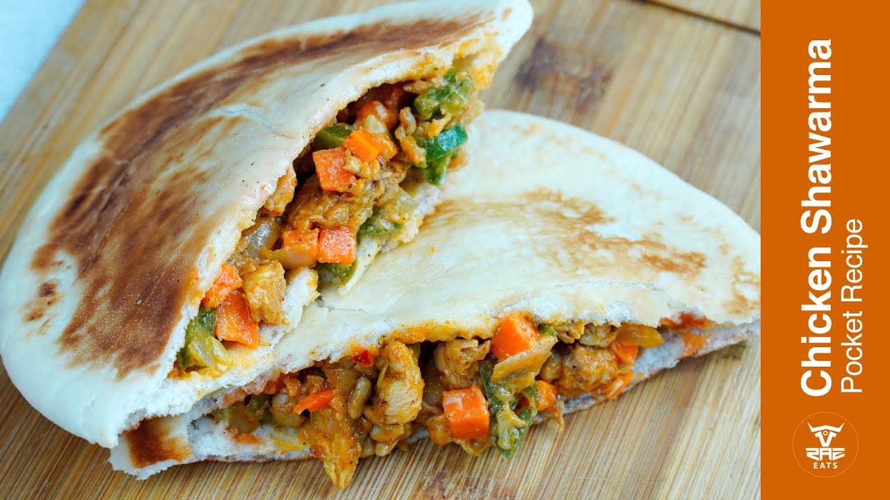 Chicken Shawarma Pocket Recipe | No Oven Pita Bread Shawarma Pockets | Quick Recipe by RazEats ...